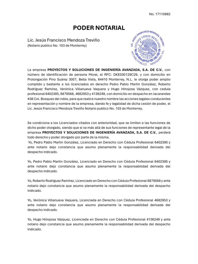 PODER NOTARIAL | PDF