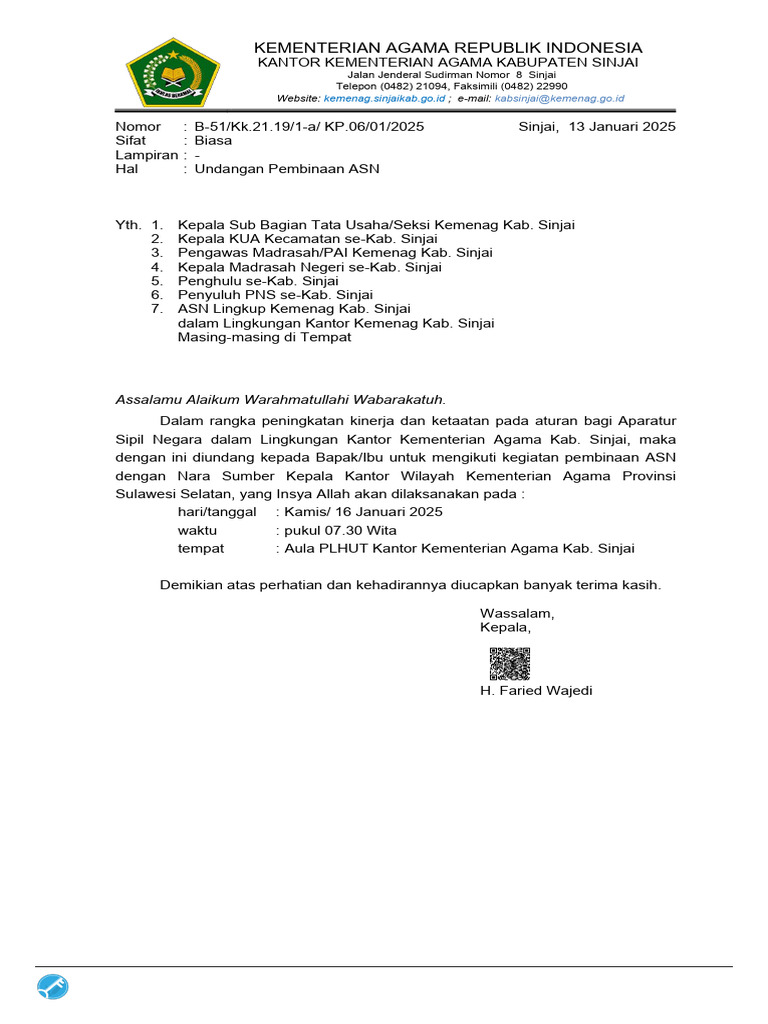 Undangan Pembinaan ASN | PDF