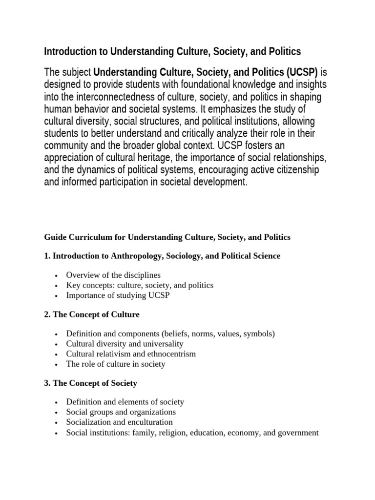 Introduction to Understanding Culture | PDF | Society | Behavioural ...