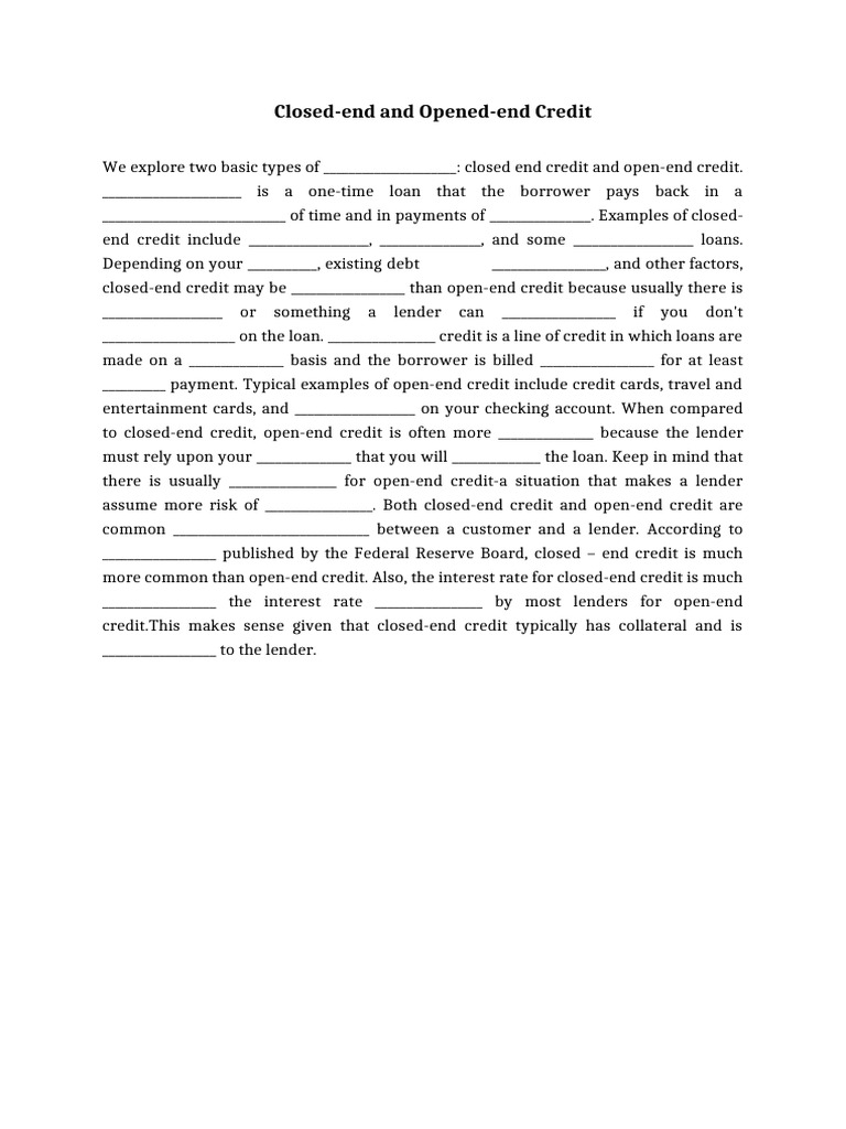 Listening - Closed End Opened End Credit - Mhhe.personal Finance 2 | PDF