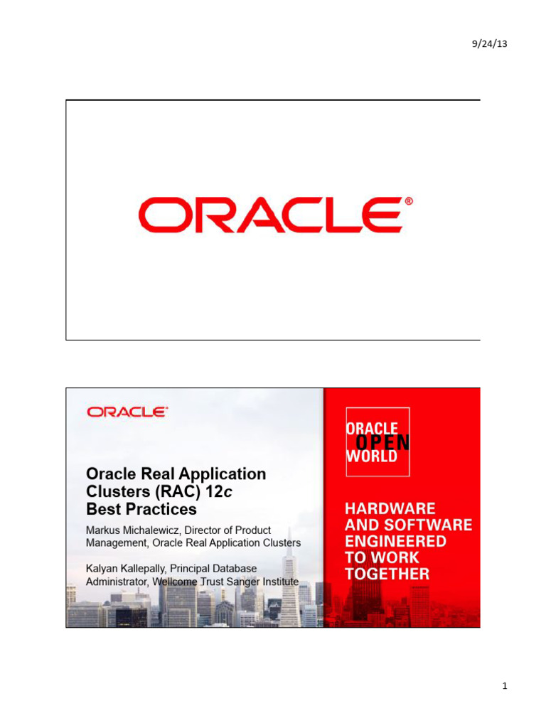 CON8805 Michalewicz Kallepally Oracle RAC 12c Best Practices Sanger | PDF | Computer Cluster ...