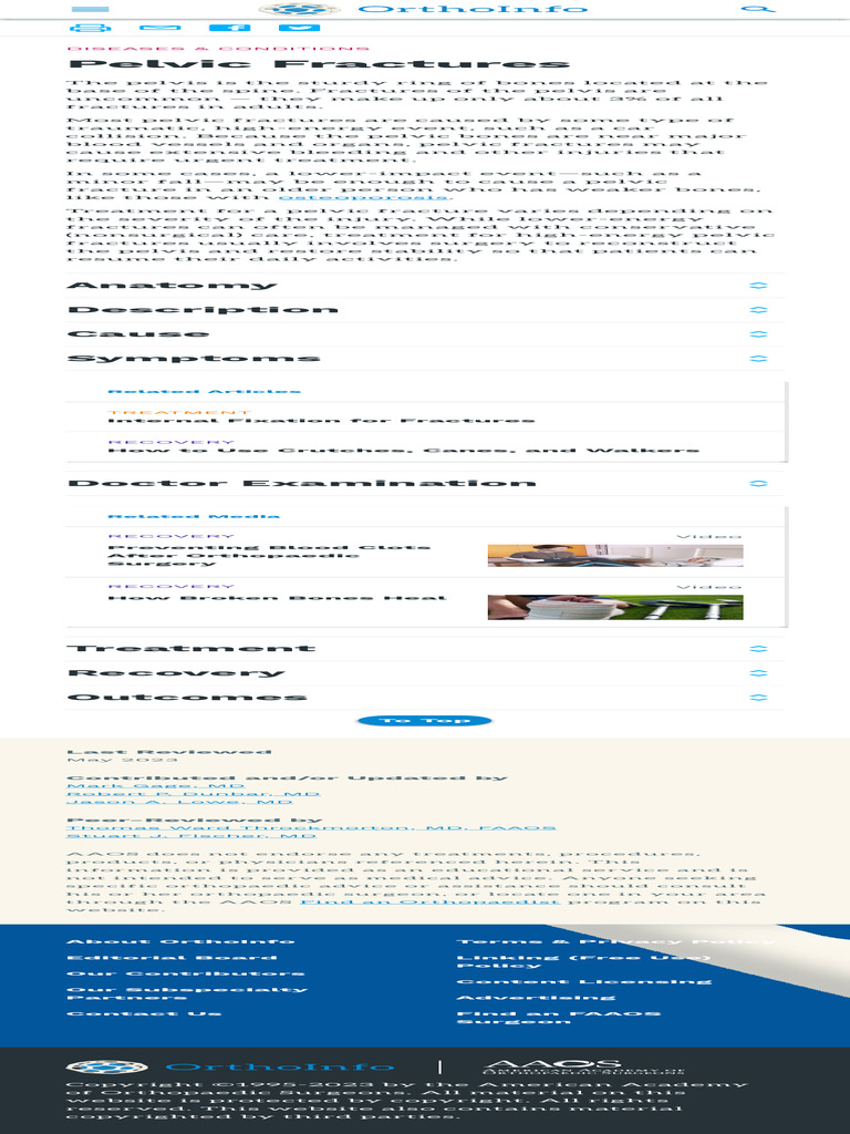 Pelvic Fractures - OrthoInfo - AAOS | PDF | Orthopedic Surgery | Surgery