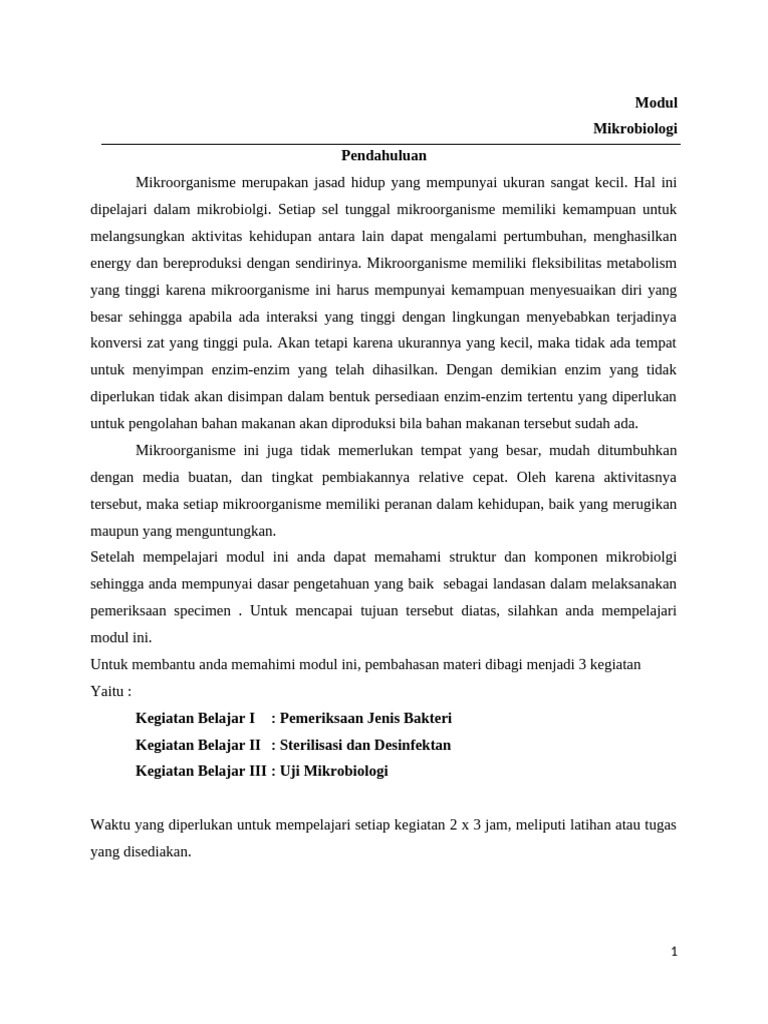 Modul Mikrobiologi | PDF