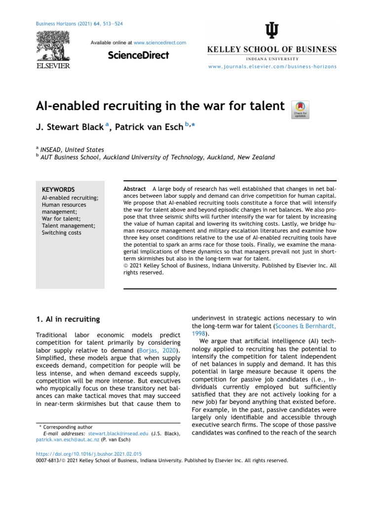 AI-enabled Recruiting in The War For Talent | PDF | Employment | Human ...