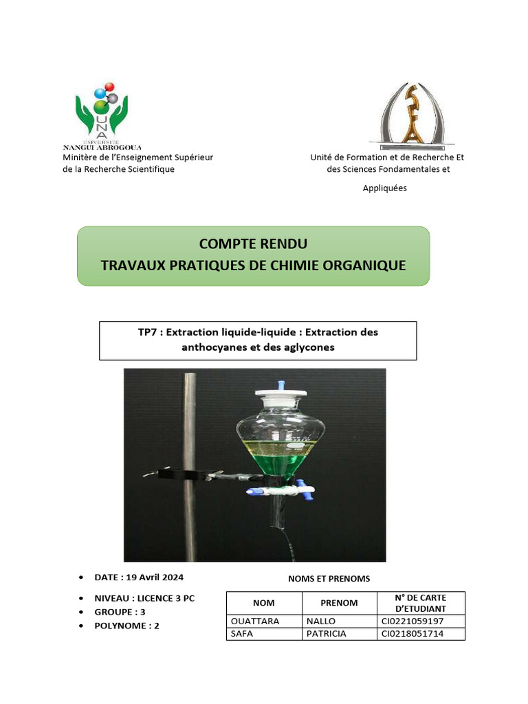 Extraction liquide-liquide des anthocyanes | PDF | Solvant | Acide acétique