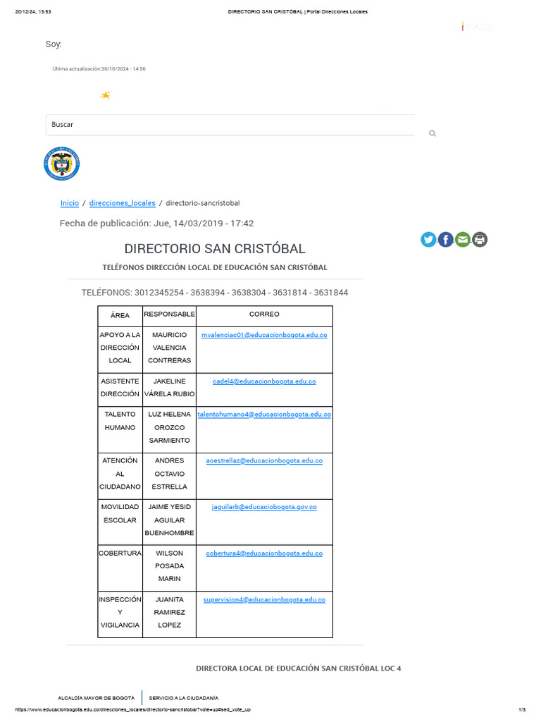 Directorio Educación San Cristóbal | PDF | Bogotá