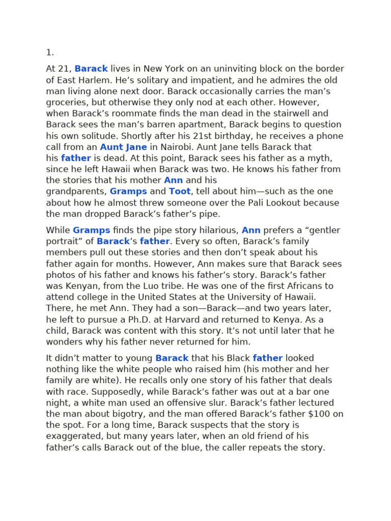 Dreams From My Father Summary | PDF | Barack Obama