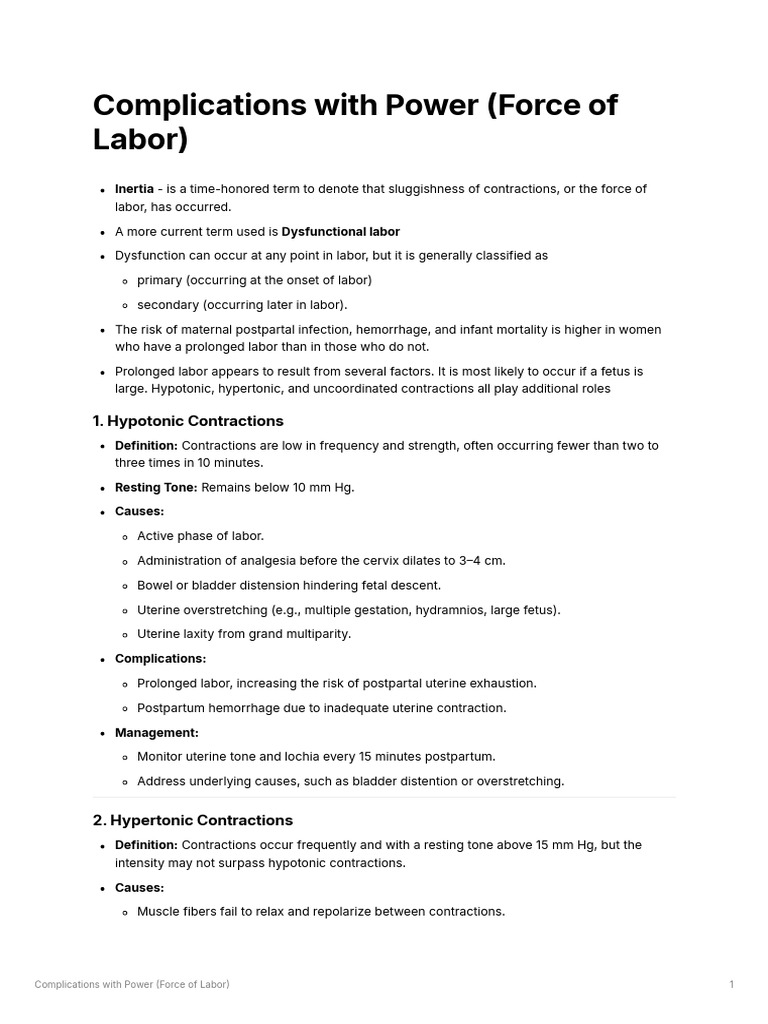 Complications of Labor Dynamics Explained | PDF | Childbirth | Medical ...