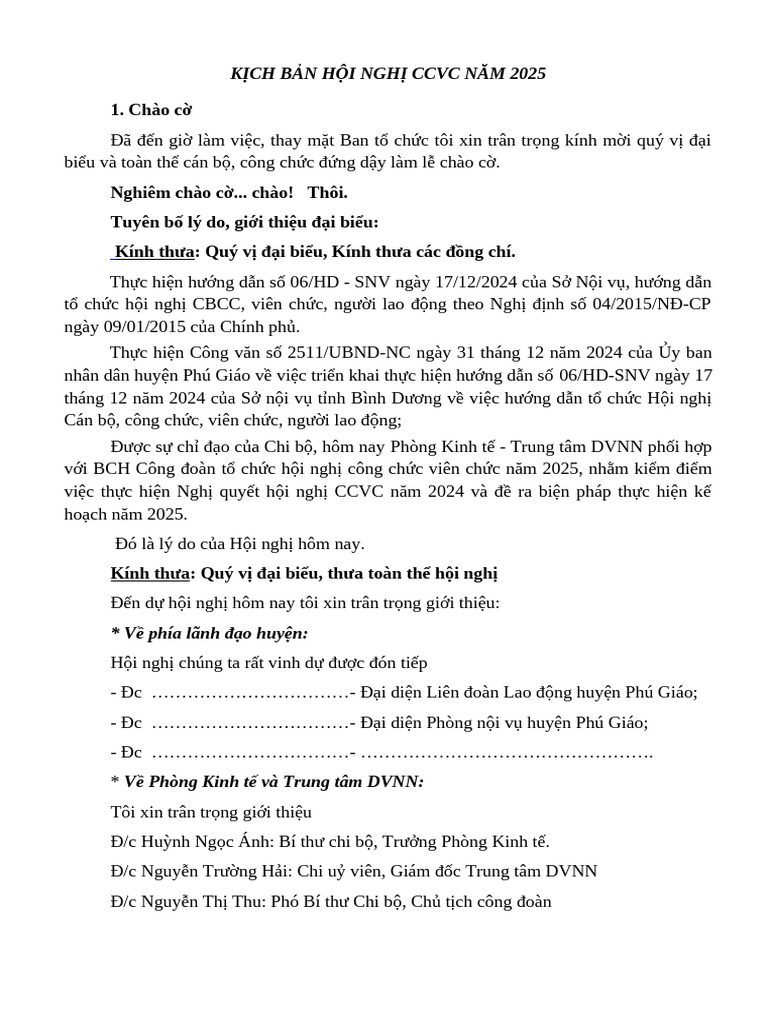 0 KỊCH BẢN HỘI NGHỊ CBCC 2025 | PDF