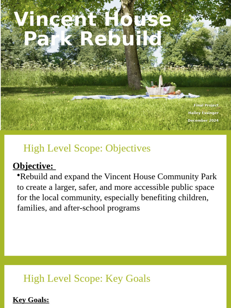 Vincent House Park Rebuild Project Plan | PDF | Parks | Safety