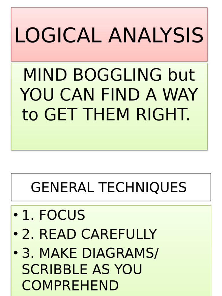 Logical Analysis Techniques and Puzzles | PDF