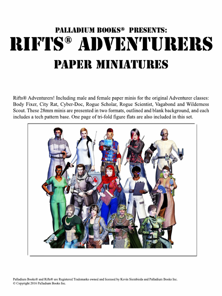 Rifts - Paper Miniatures - Adventurers | PDF