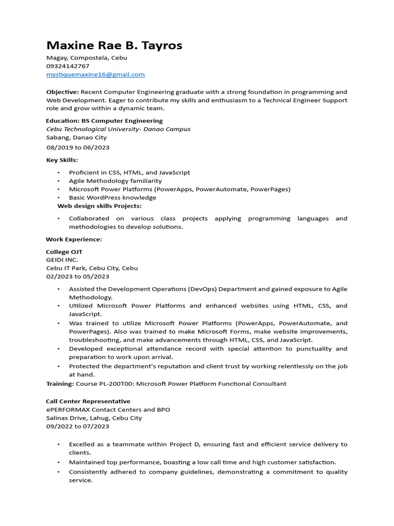 Computer Engineering Graduate Resume | PDF