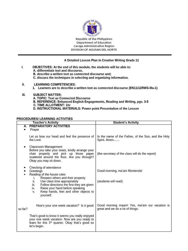 Detailed Lesson Plan Quarter 1 4 | PDF | Speed Reading | Semantics