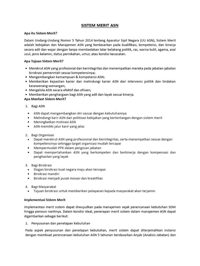 Sistem Merit Asn | PDF
