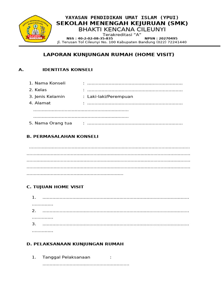 Format Home Visit | PDF