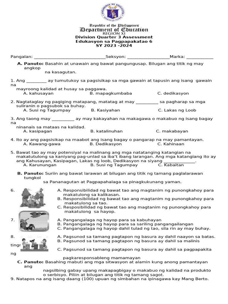 EsP 6 - Q3 | PDF