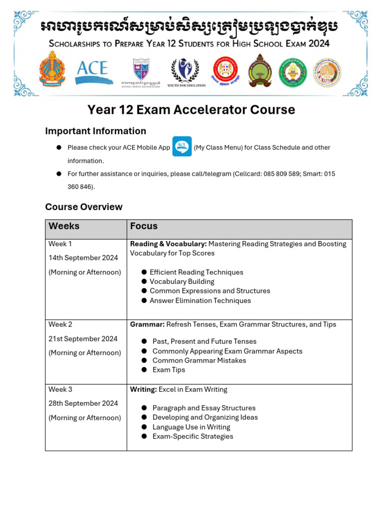 Year 12 Exam Prep Course | PDF