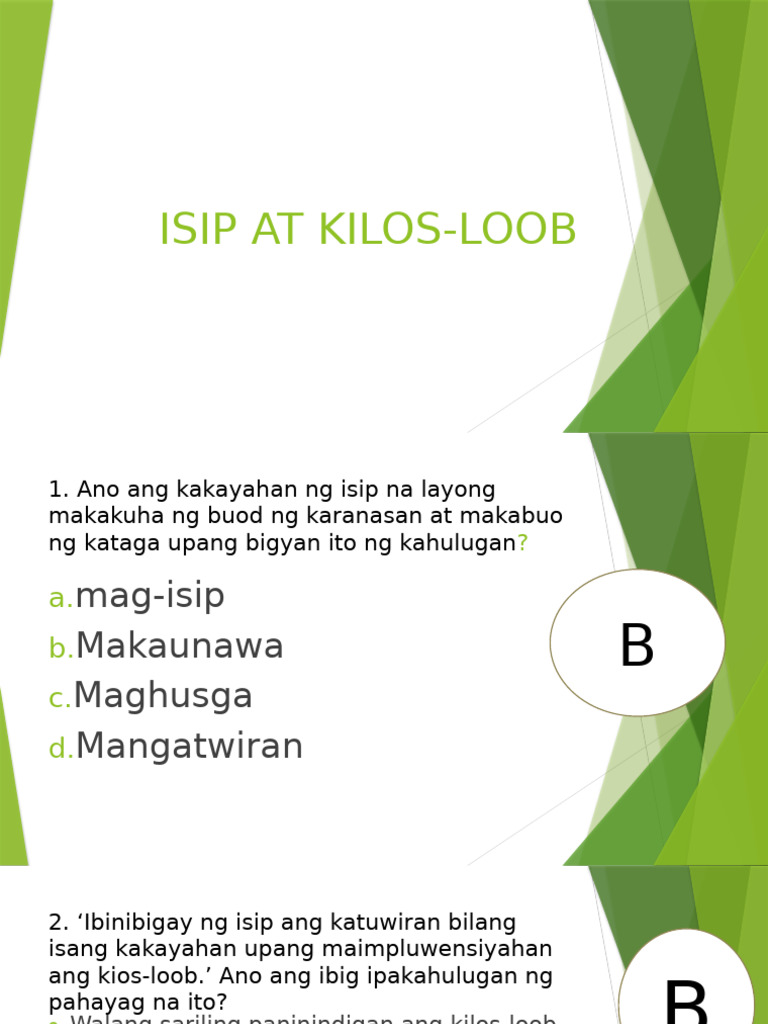 Isip at Kilos Loob Week 1 | PDF