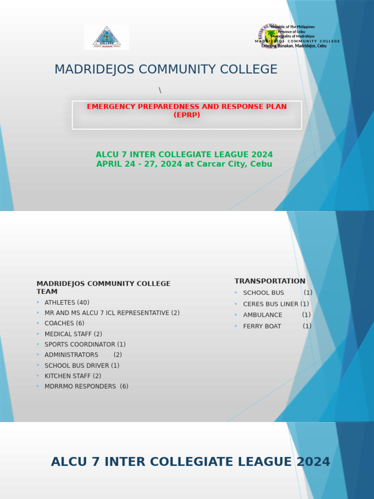 EPRP for ALCU 7 League 2024 | PDF | Safety | Civil Defense