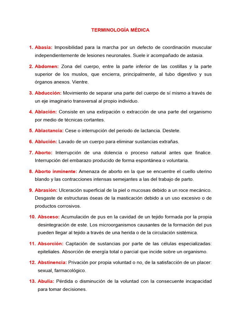 Glosario de Términos Médicos Esenciales | PDF | Artería | Vena