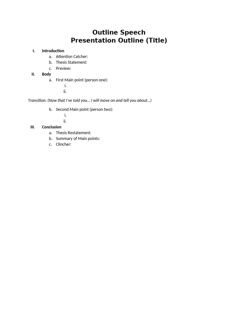 Speech Outline Template | PDF