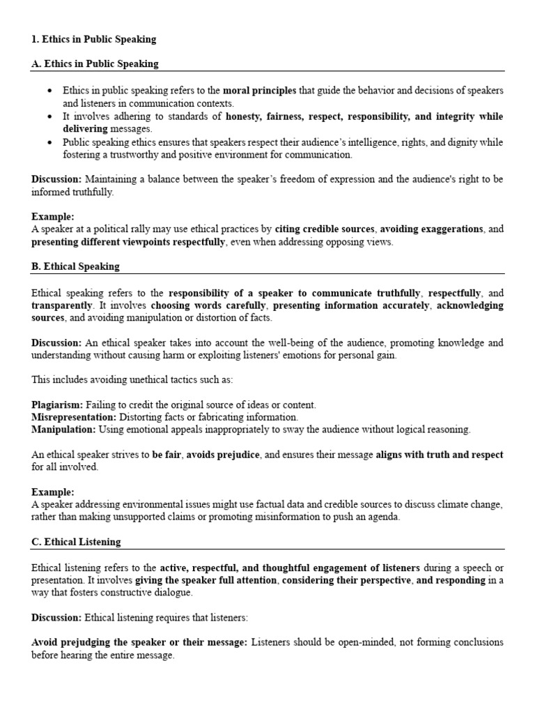 Ethical Listening in Public Speaking | PDF | Communication | Cognitive ...