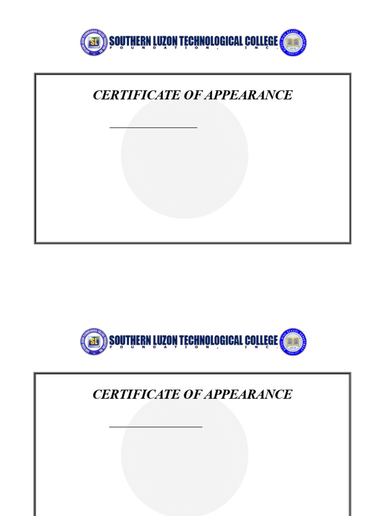 Certificate of Appearance for Ocular Visit | PDF