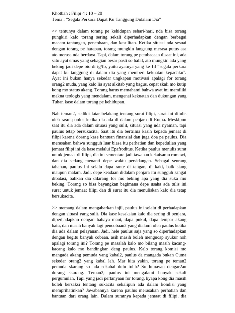 Khotbah Filipi 4:10-20 tentang Sukacita | PDF