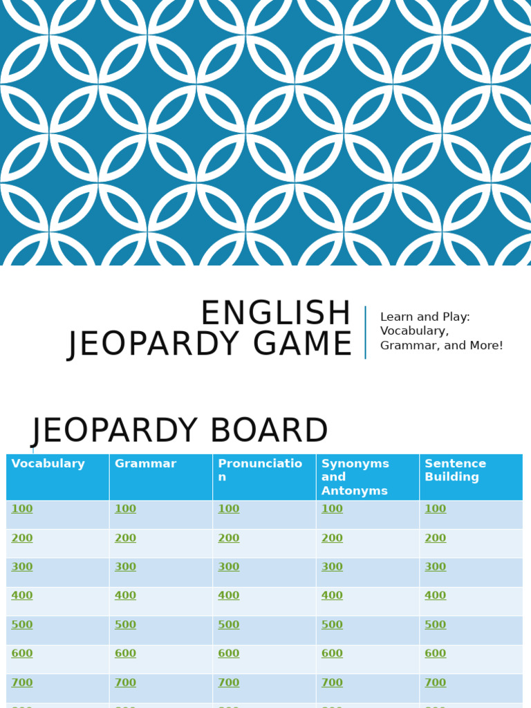 English Jeopardy Filtered | PDF | Vocabulary | Language Families