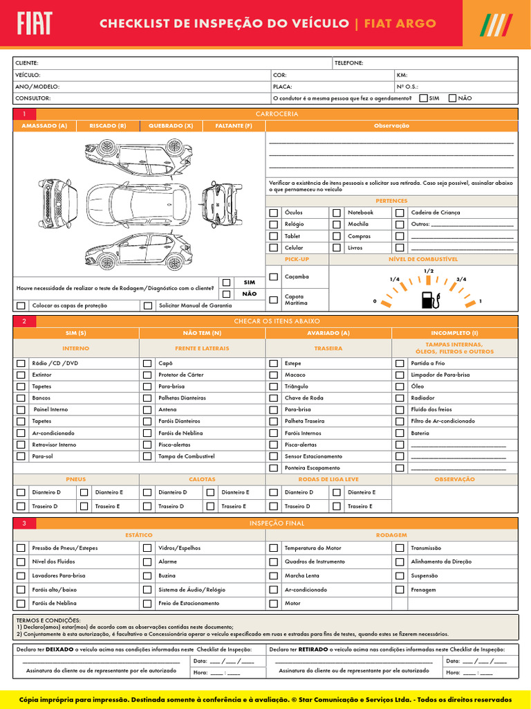 5948 Checklist de Avarias Fiat Argo | PDF | Veículo motorizado | Veículos