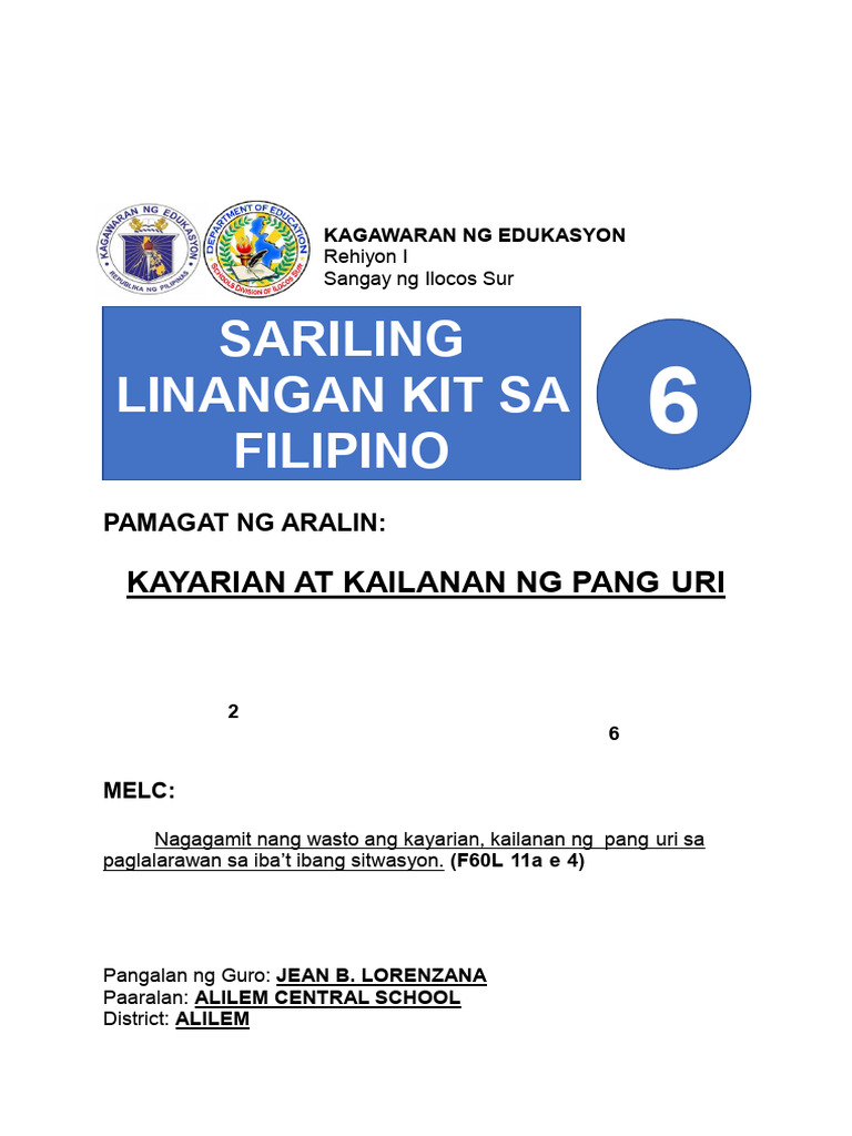 Q2_SLK_FILIPINO 6_MELC 6 | PDF