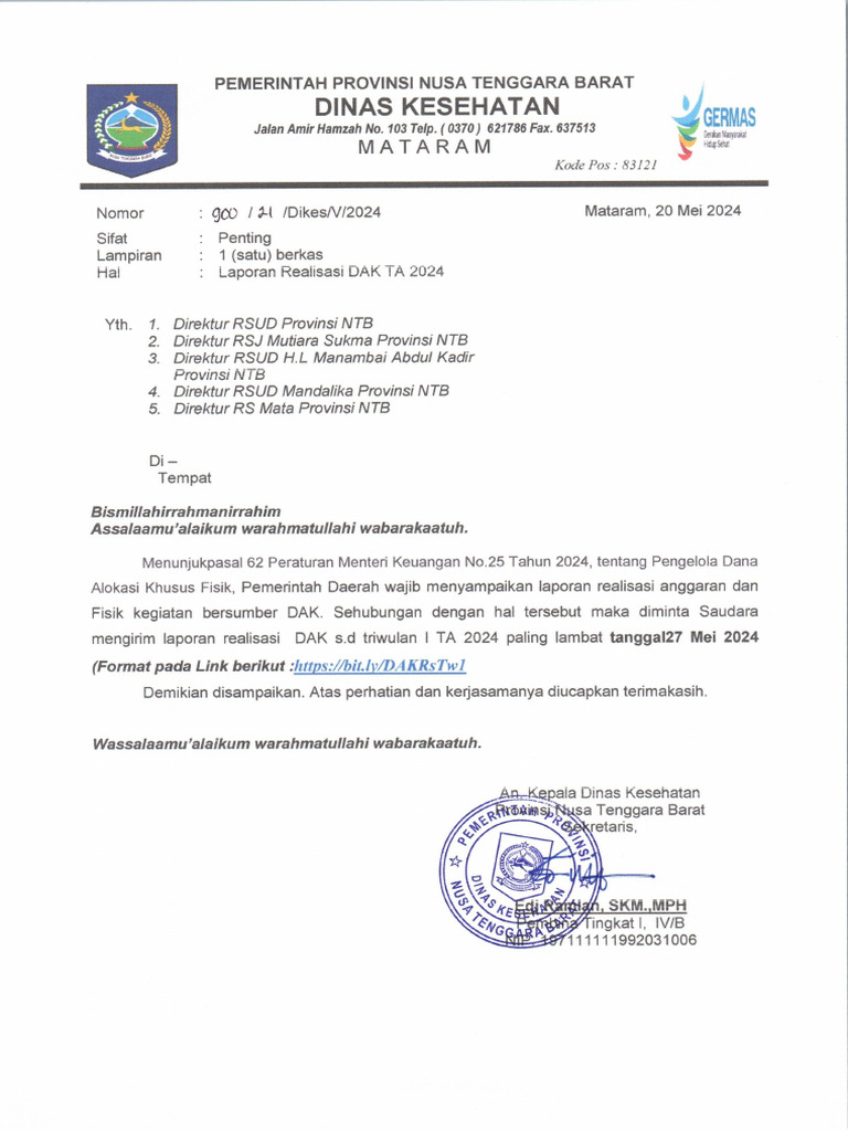 Format Laporan DAK 2024 | PDF