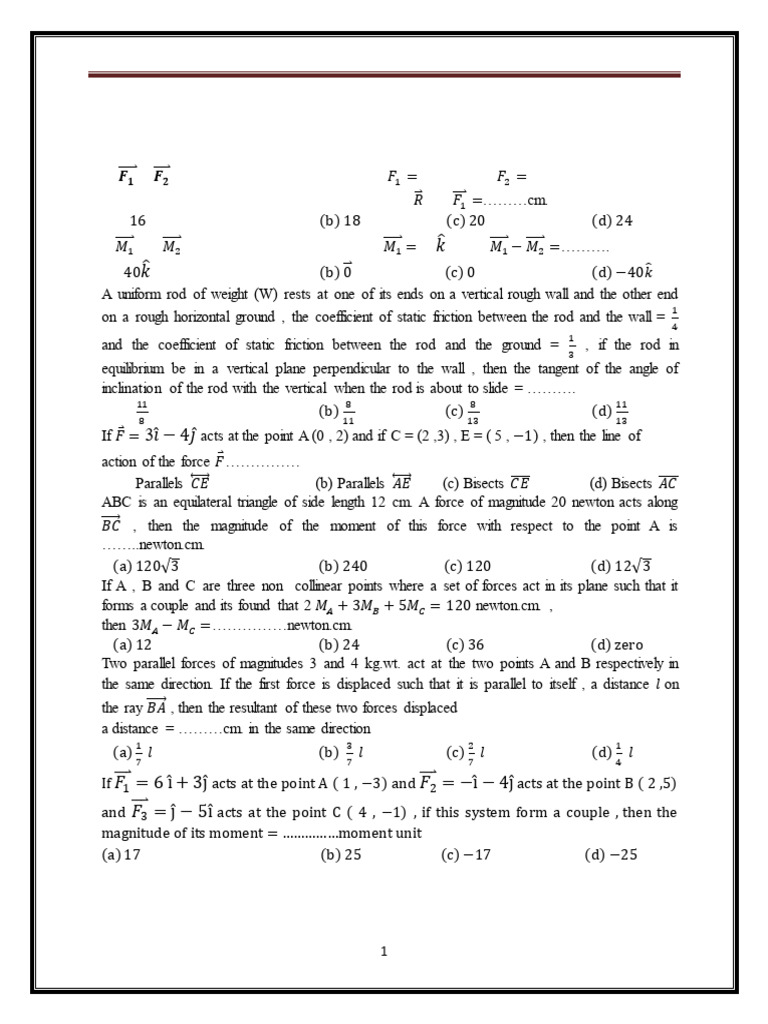 statics exam model 2 | PDF | Elementary Geometry | Classical Mechanics