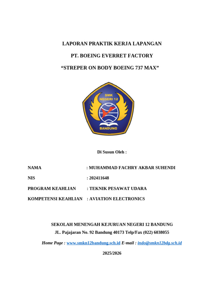 Laporan PKL M, Fachry Akbar S. (PT Boeing) Final | PDF