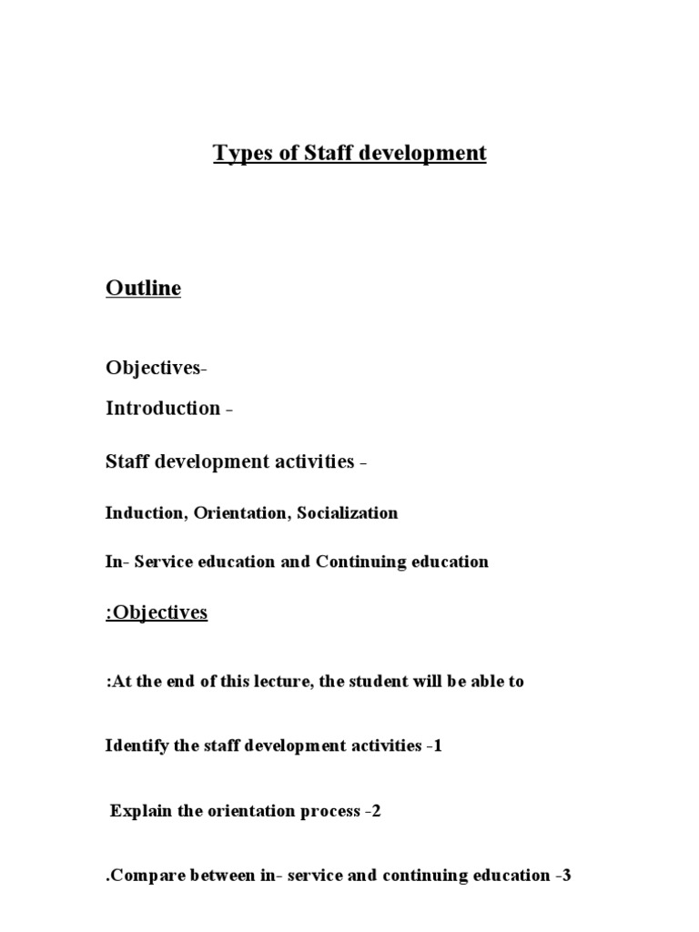 Types of Staff Development Activities | PDF | Mentorship | Competence ...