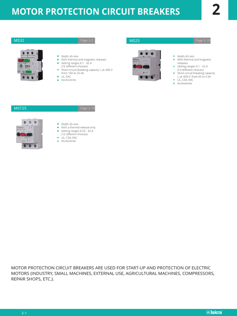 Motor Protection Breakers 1 2 | PDF | Electric Motor | Switch