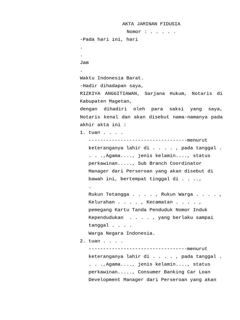 Akta Jaminan Fidusia | PDF