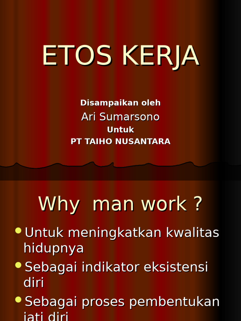 Materi Training Tentang Etos Kerja | PDF