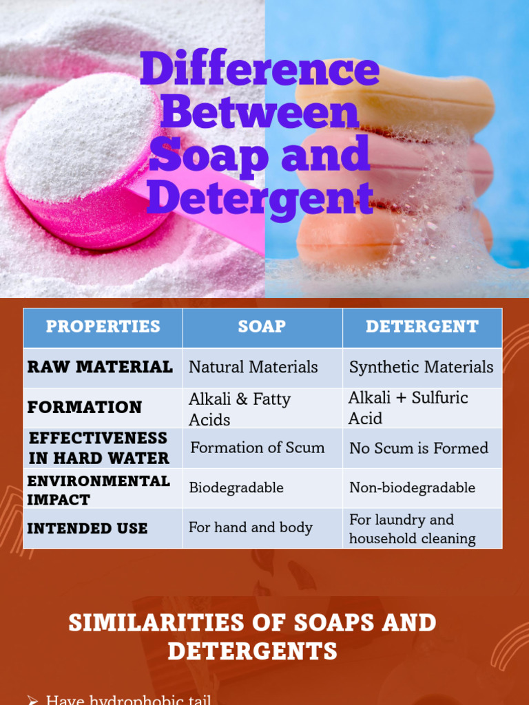 Soaps vs. Detergents: Key Differences | PDF