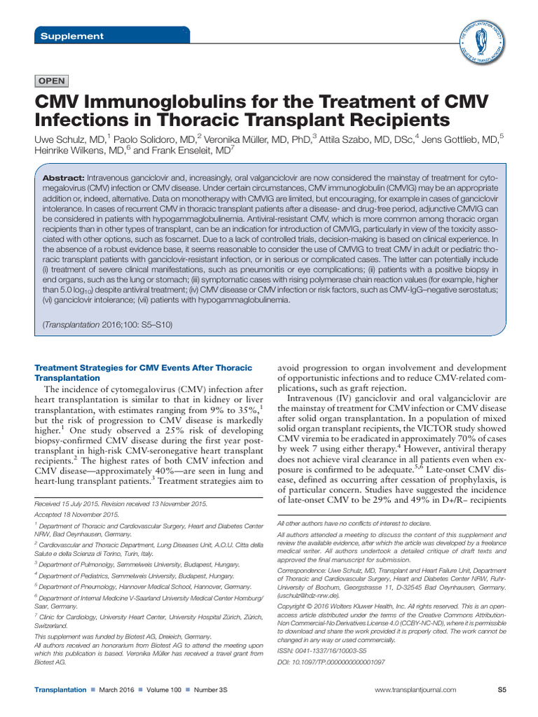 CMV Immunoglobulins For The Treatment of Cmv.2 | PDF | Transplant Rejection | Infection