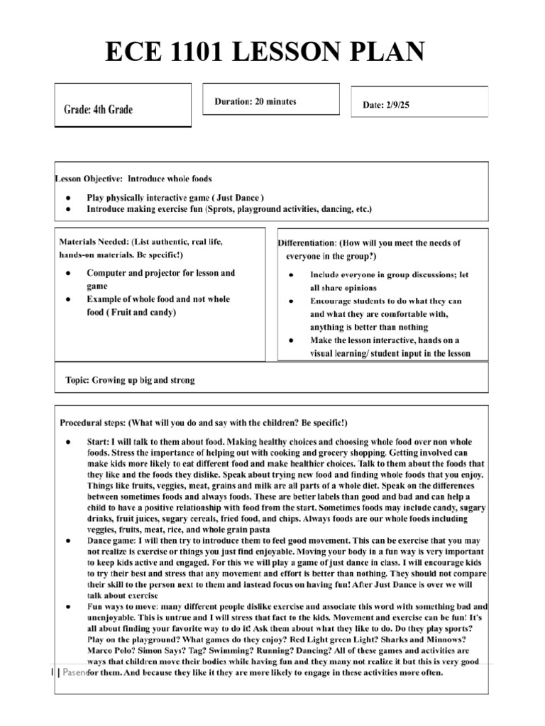 Week 4 - 1101 - Phy MC - Lesson Plan Template | PDF