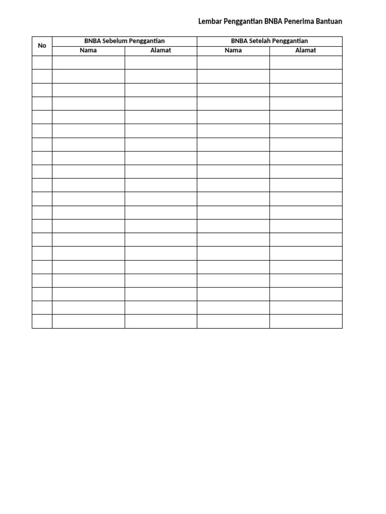 Form Penggantian BNBA | PDF