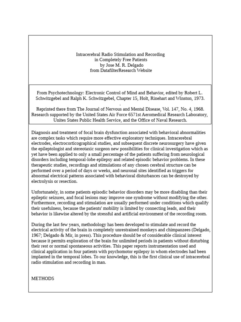 Delgado, Jose M. Et Al. Intracerebral Radio Stimulation and Recording ...