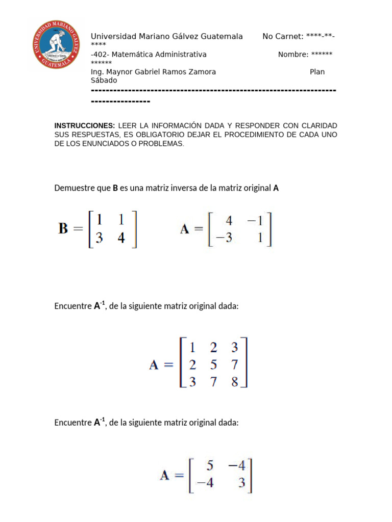 Inversa de Matrices: Guía Paso a Paso | PDF