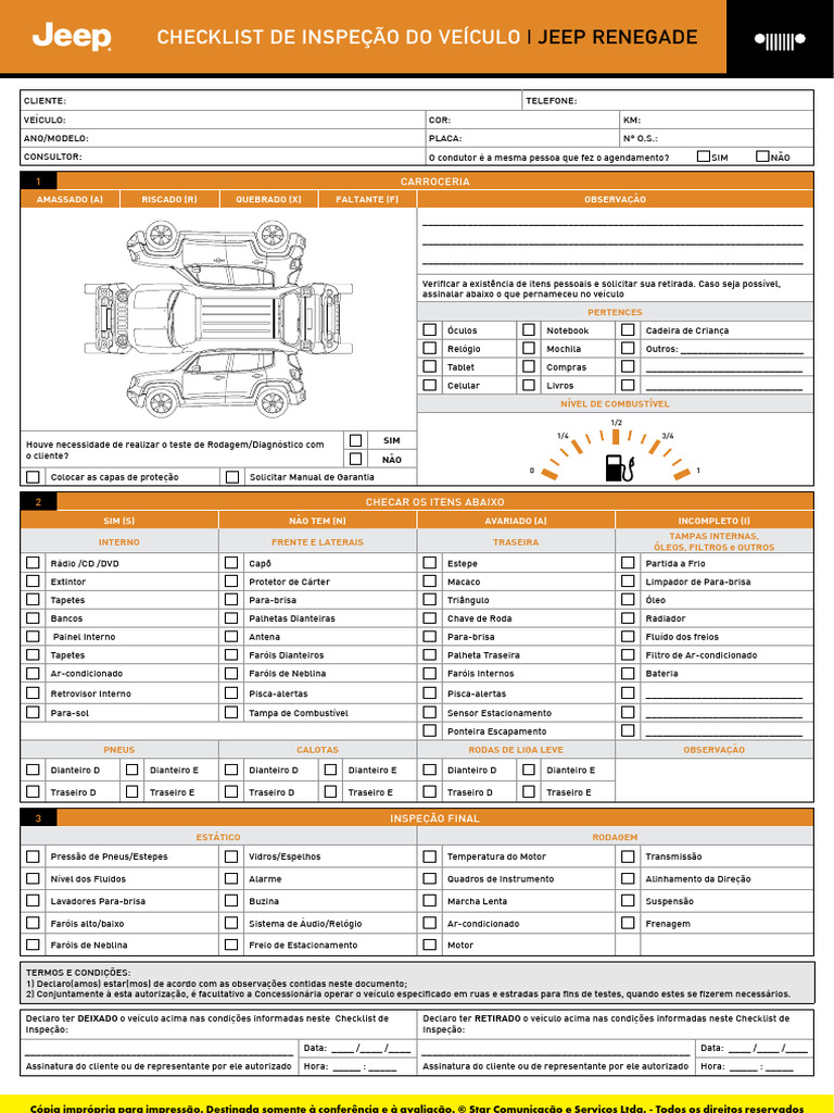 5953 Checklist Avarias JEEP Renegade BAIXA | PDF | Veículo motorizado ...