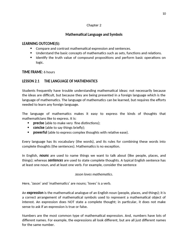 Intro to Mathematical Language | PDF | Set (Mathematics) | Mathematics