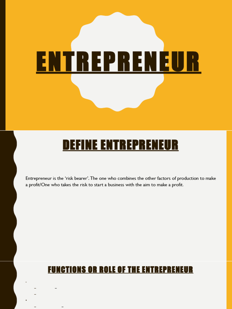 ENTREPRENEUR - Factor of Production Continuation | PDF ...