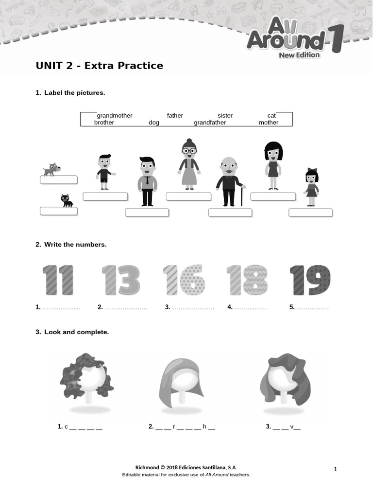 AA NE1 TRM ExtraPractice U2 | PDF | Hair | Human Hair
