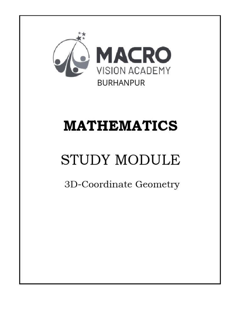 3D Coordinate Geometry Study Module | PDF